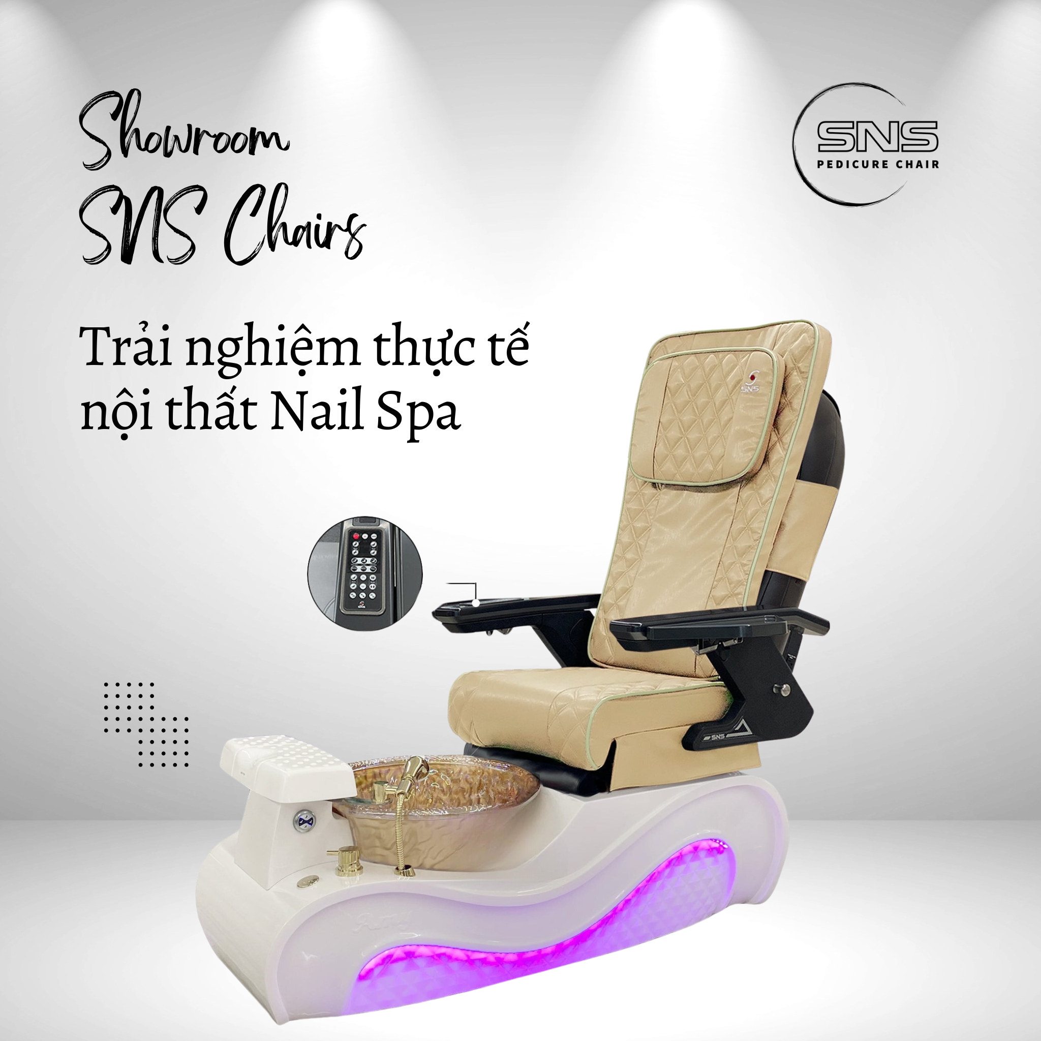 Showroom SNS Chairs: Trải nghiệm thực tế nội thất Nail Spa – SNS Pedicure
